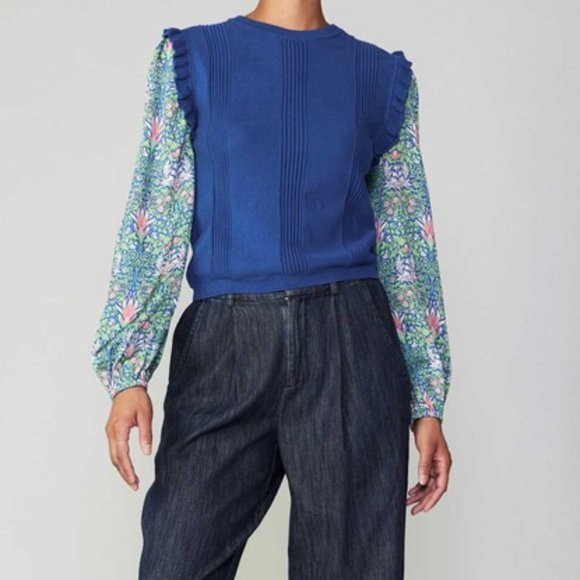 Current Air | Tops | Nwt Floral Contrast Sleeve Top By Current Air ...